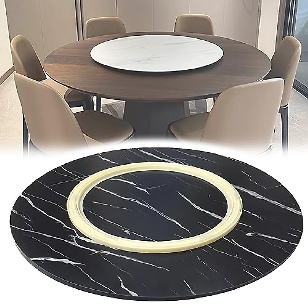 Lazy Susan Turntable For Dining Table, 20~39 Inch Tabletop Serving Tray, Wooden Rotating Plate, 360° Smooth Rotation RoundRotating Board, With ABS Silent Bearing