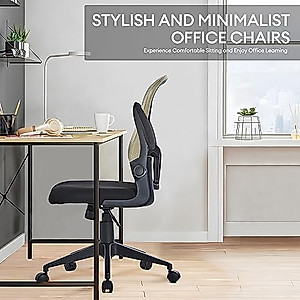 Office Chair, Breathable Mesh Desk Chair, Comfortable Ergonomic Computer Chair with Thick Cushion, Adjustable Lumbar Support and 90° Flip Up Armrest (Yellow)