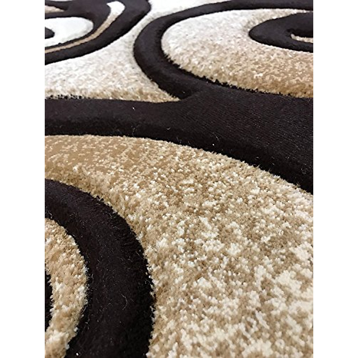 Contempo Modern Round 400,000 Point Area Rug Contemporary Abstract Brown Design 341 (4 Feet X 4 Feet)