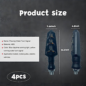 GKmow 4 PCS 12V LED Motorcycle Turn Signals Light, Motorbike Universal Y Shape Flowing Indicator Lights, Daytime Running Light for Motorcycle Motorbike Scooter Quad Cruiser Off Road (Blue)