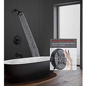 Shower System with Tub Spout, Bathroom Rain Mixer Shower Combo Set, Single Handle Shower Faucet with Valve Matte Black