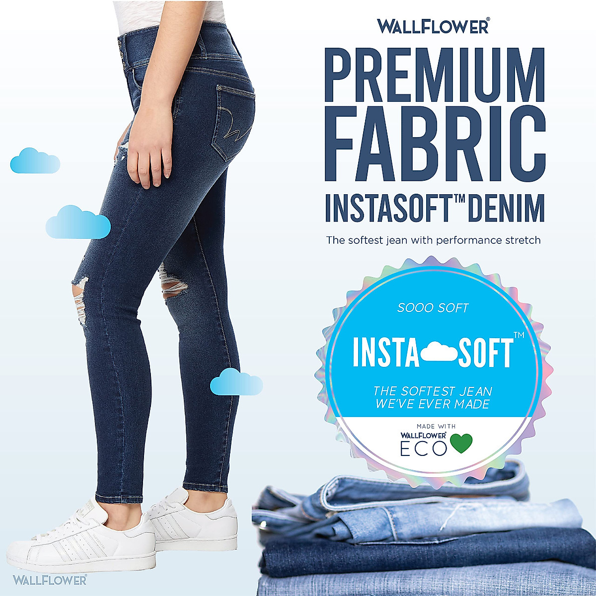 WallFlower Women's Sassy Skinny High-Rise Insta Soft Juniors Jeans (Standard and Plus), Noir, 9