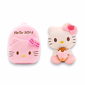 Hoky’s Hut 2pc Cute Mini Plush Backpack & Kawaii Cat Plush Toy & Mini Plush Cartoon Backpack, Kawaii Cartoon Plush (Magenta)