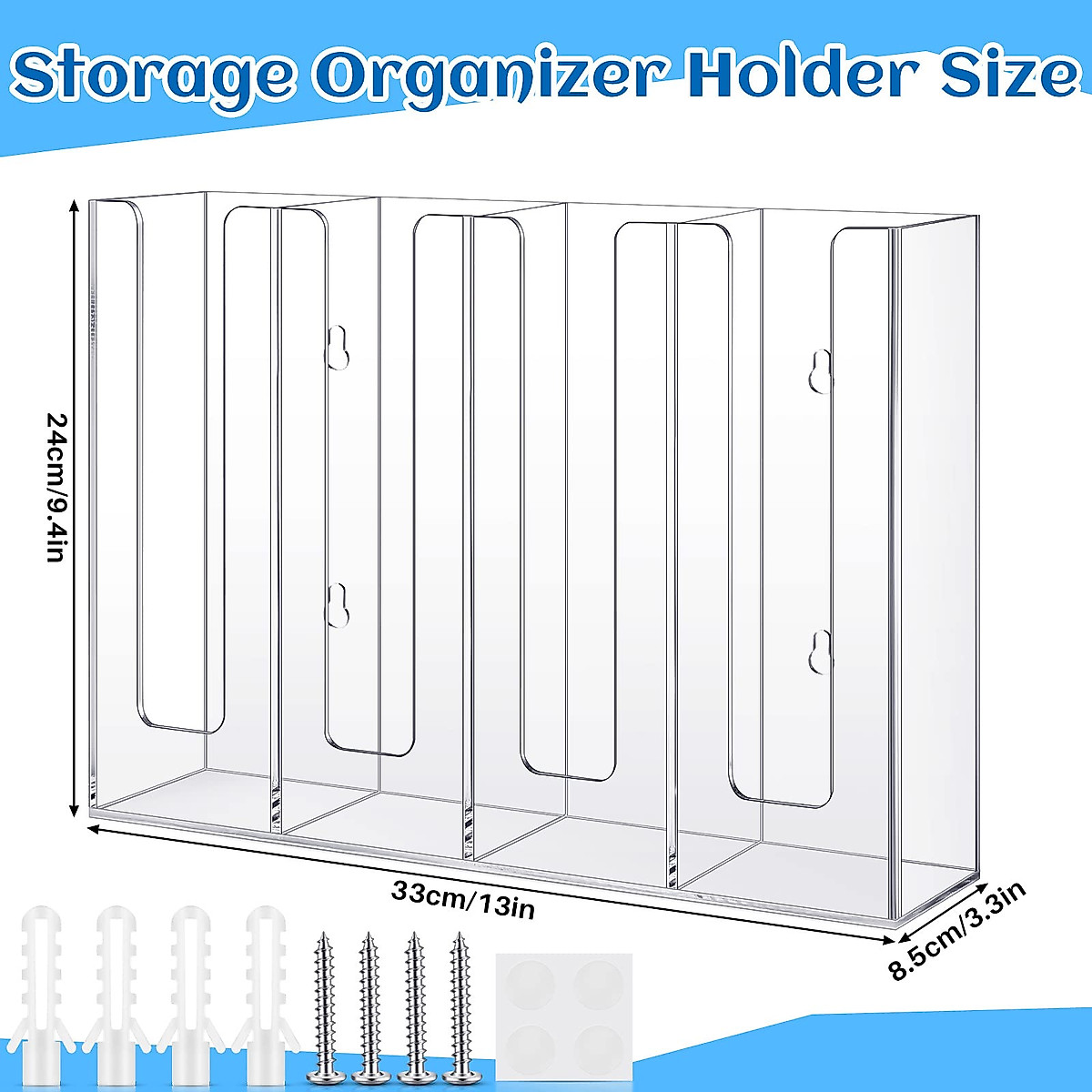 Cup Lid Organizer Acrylic Sauce Cup Holder 4 Compartments Countertop or Wall Mount Portion Cup and Lid Organizer Restaurant Supplies for Party Kitchen Sauce Cup and Lid Storage Holder (Clear)