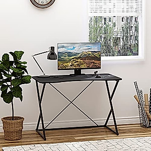 HOMCOM 43" Home Office Computer Desk Study Student Writing Table with Z and X Bar Frame Support for Living Room, Black