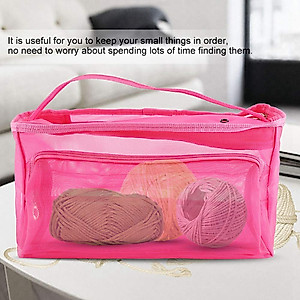 Fdit Knitting Bag Yarn Storage/Portable Tote Crochet 3 Holes Storage Bags to Protect Yarn Prevent Tangling(Rose Red)