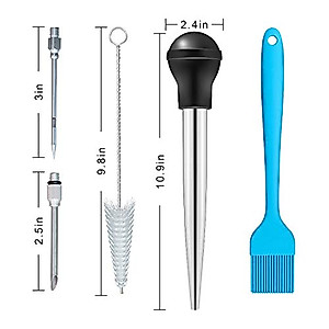 Cosumina Stainless Steel Cooking Seasoning Pump Turkey Injector Turkey Baster Commercial Grade Roast Duck Turkey Roast Cream Pump (5)