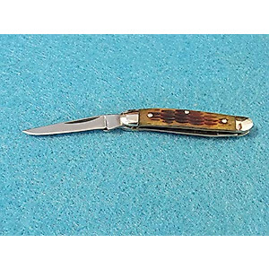Folding Pocket Knife ROUGH RIDER RR183 Mini Muskrat Amber jigged bone Hunting Tactical Knife/bail 2 1/4" closed