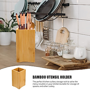 KICHOUSE with Holder Kitchen Organizer Bamboo Hole Coffee Drain Cutlery Flatware Home Decor Chopstick Ladle Silverware Draining Caddy Counter Farmhouse Cooking Utensils Spoon Forks