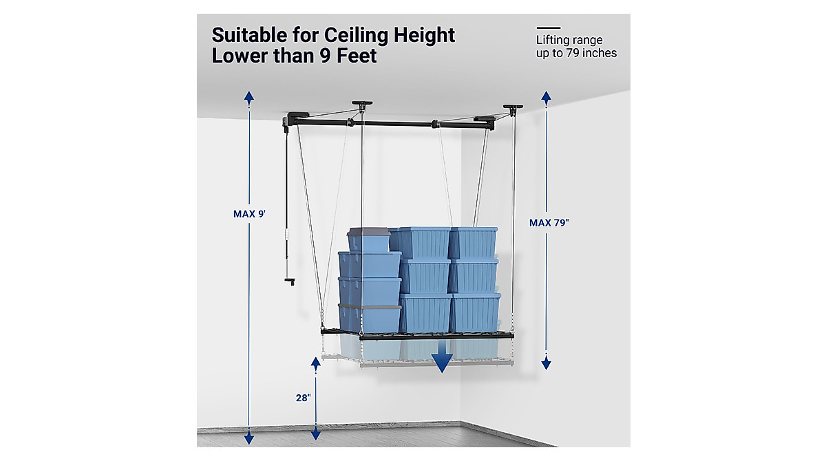 FLEXIMOUNTS 4x4 Ft Garage Lifting Storage Rack