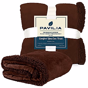Pavilia Waterproof Couch & Dog Blanket | Plush Soft Warm Fuzzy Sherpa, Brown, 90x90