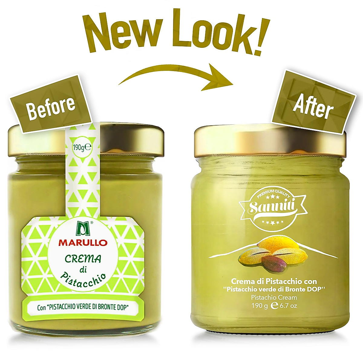 Sanniti Marullo Sicilian Pistachio Spread Crema di Pistacchio Verde di Bronte DOP, 6.7 oz