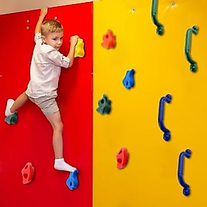 Puteraya 30 Pcs Rock Wall Climbing Holder Colorful Pig Nose Shape Climbing Stones Set with 4 Pcs Safety Handles for Kids Indoor Outdoor Playground Backyard Playset