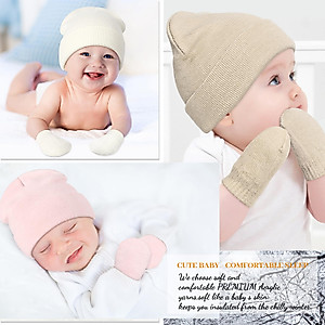 Baby Beanie Hat Gloves Set, Kids Winter Warm Knit Hat with glvoes,Toddler Soft Beanie for Little Boys Little Girls Children