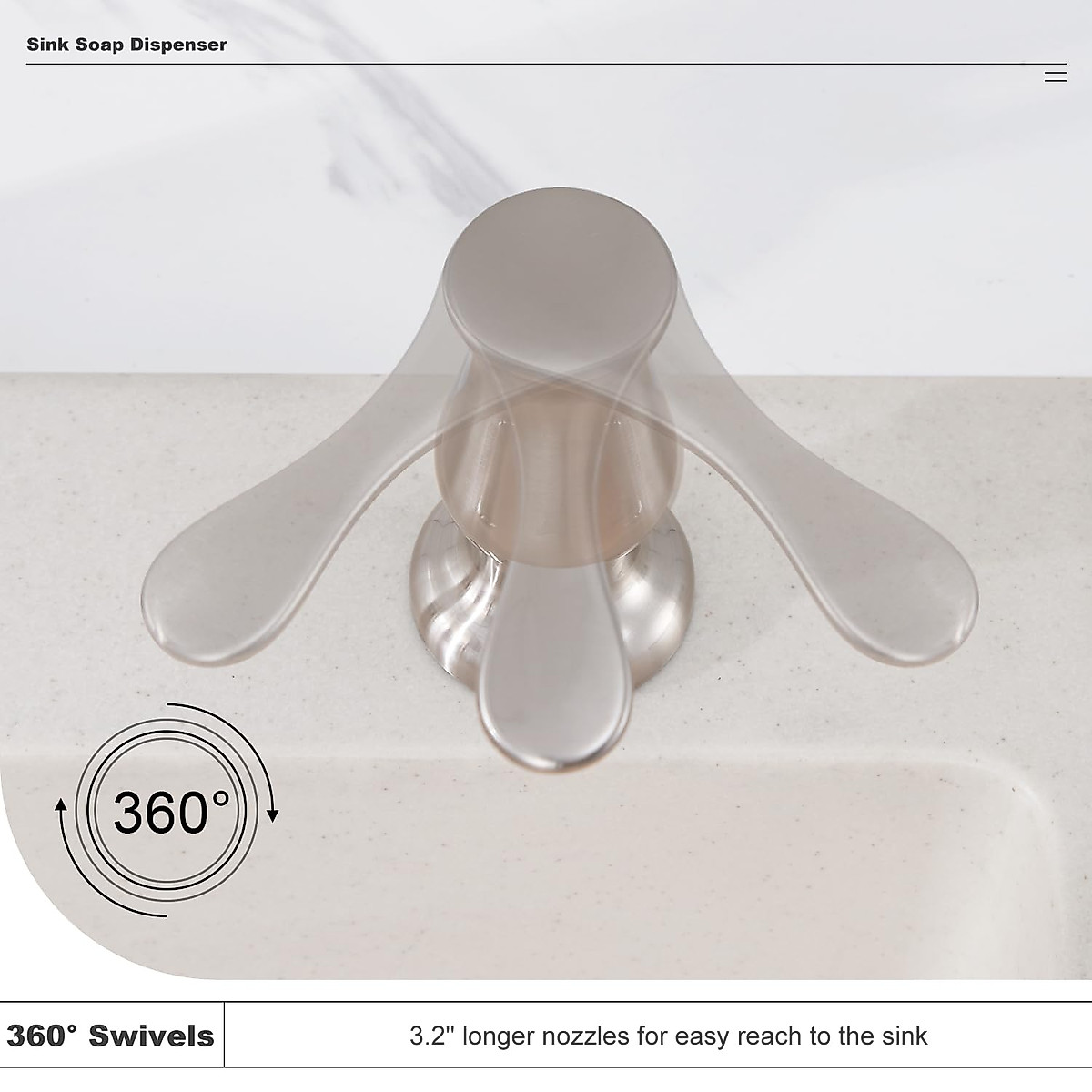 GAGALIFE Kitchen Sink Soap Dispenser Brushed Nickel, Under Sink Soap Dispenser with 40" Silicone Extension Tube Kit,Say Goodbye to Frequent Refills