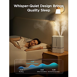 GoveeLife Smart Humidifier for Bedroom Large Room, 4.5L Cool Mist Top-Fill Humidifiers with Scent Diffuser & Night Light, Voice & App Control, Dual 360° Rotation Nozzles, Handle Design, Auto Shut Off