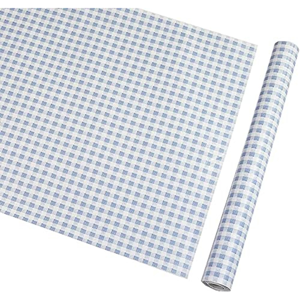 Gow4u Decorative Gingham Dresser Drawer Shelf Liner Self Adhesive Vinyl Contact Paper for Kitchen Cabinets Pantry Refrigerators Arts Crafts Decal (Blue, 17.7x117 Inches)