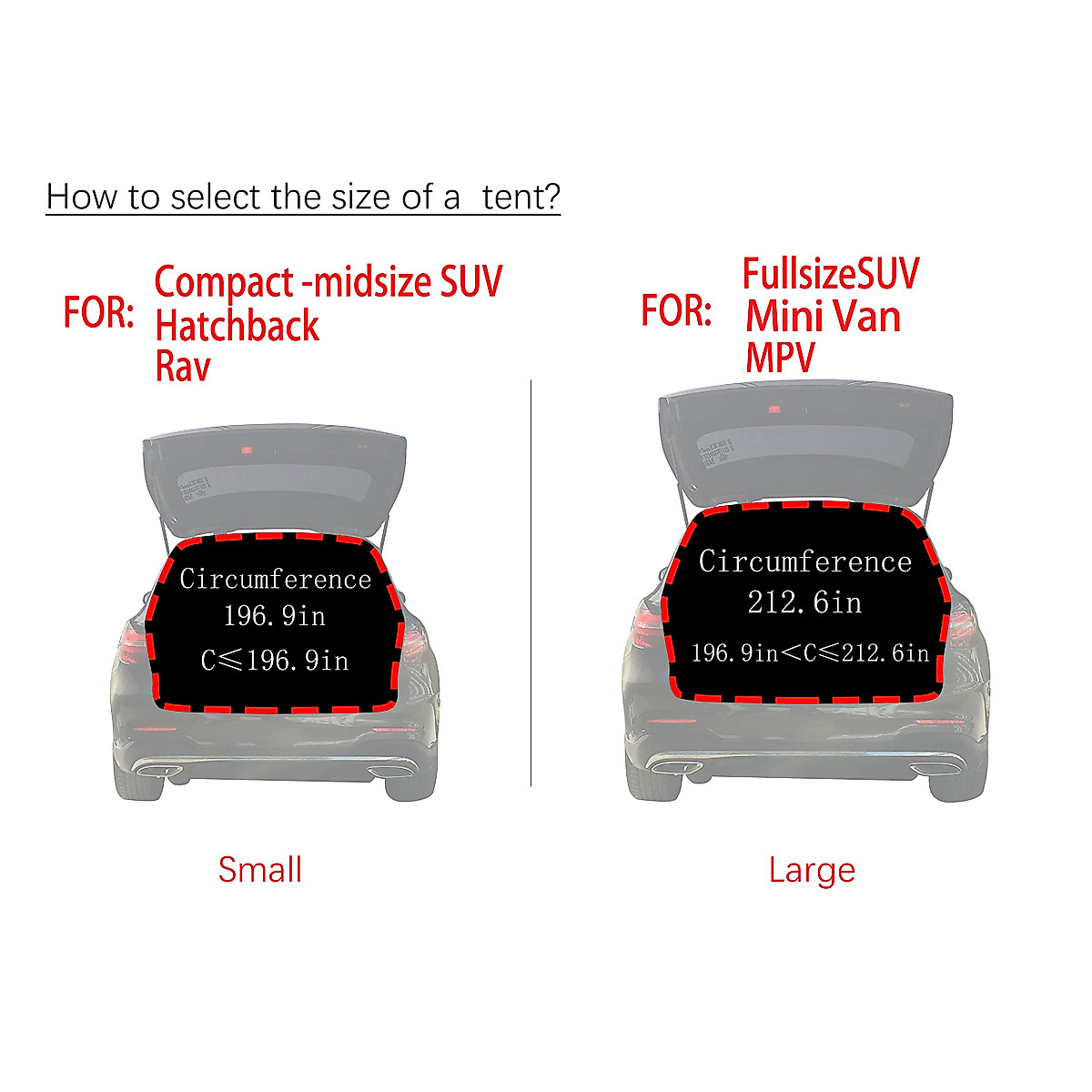 Poles Included Tailgate Shade Awning Tent for Car Camping Road Trip Essentials Small to Midsize SUV Waterproof 3000MM UPF 50+Grey (Large)