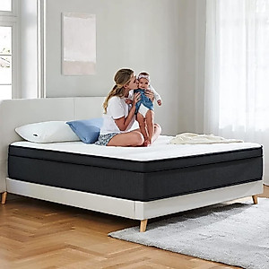 MRH Mattress 12 Inch Gel Memory Foam Twin Size Mattress in a Box Strong Edge Support with Individually Pocket Springs Medium Firm Hybrid Mattress CertiPUR-US Certified White with Black Rim (Twin)