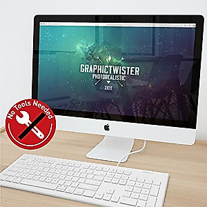 Macally Full Size USB Wired Keyboard for Mac and PC - Plug & Play Wired Computer Keyboard - Compatible Apple Keyboard with 15 Shortcut Keys for Easy Controls & Navigation of Macbook Pro/Air, iMac