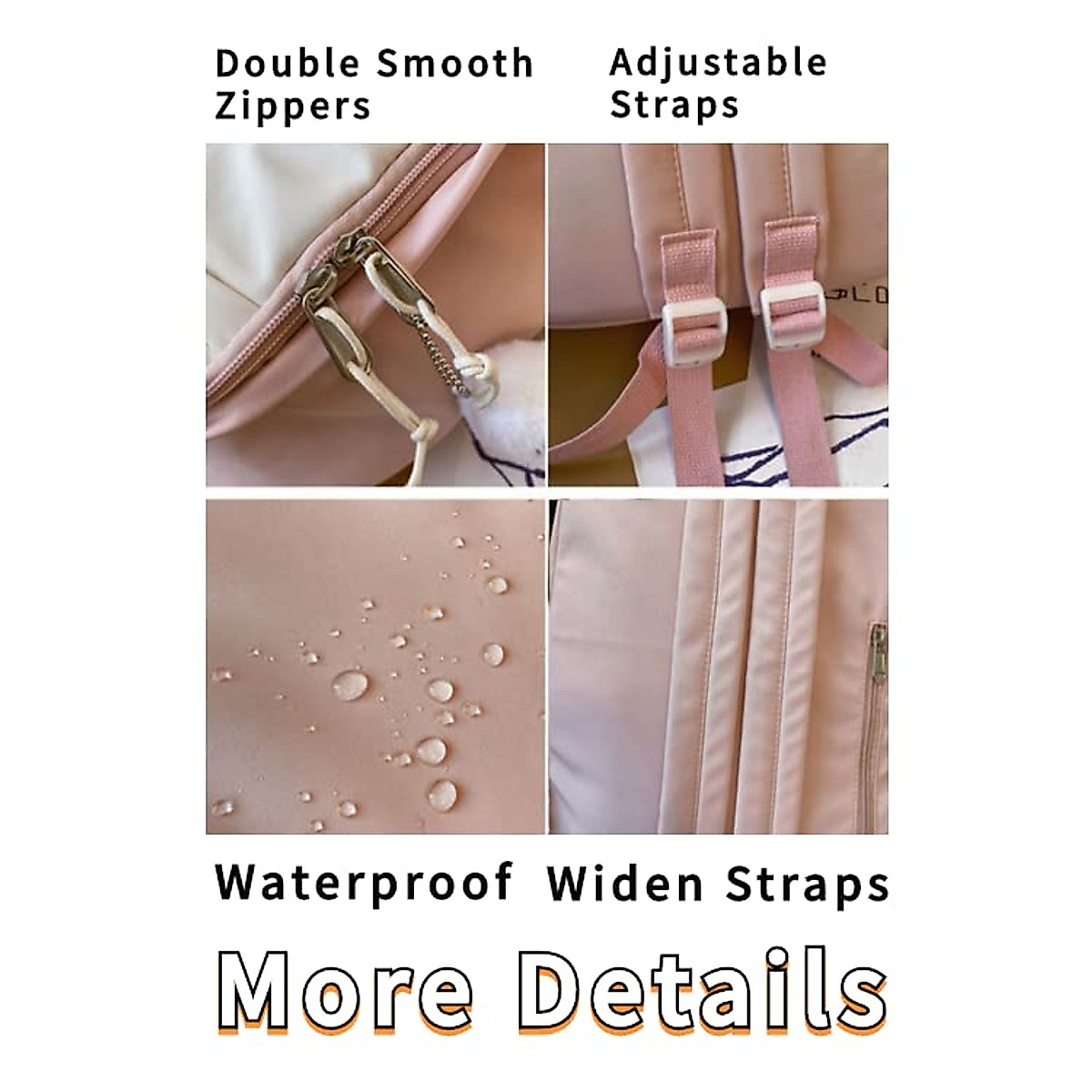 Kawaii Aesthetic Cute Back to School Backpack with Lovely Accessories and Pendant for Girls and Boys in 4 Colors (Yellow)