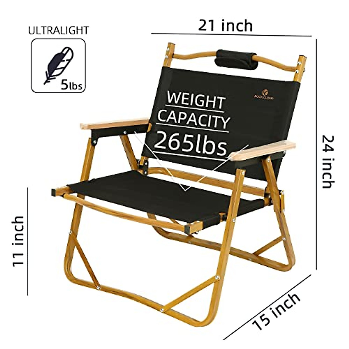 ROCK CLOUD Portable Folding Camping Chair Low Beach Chairs for Camp Lawn Hiking Sports Hunting