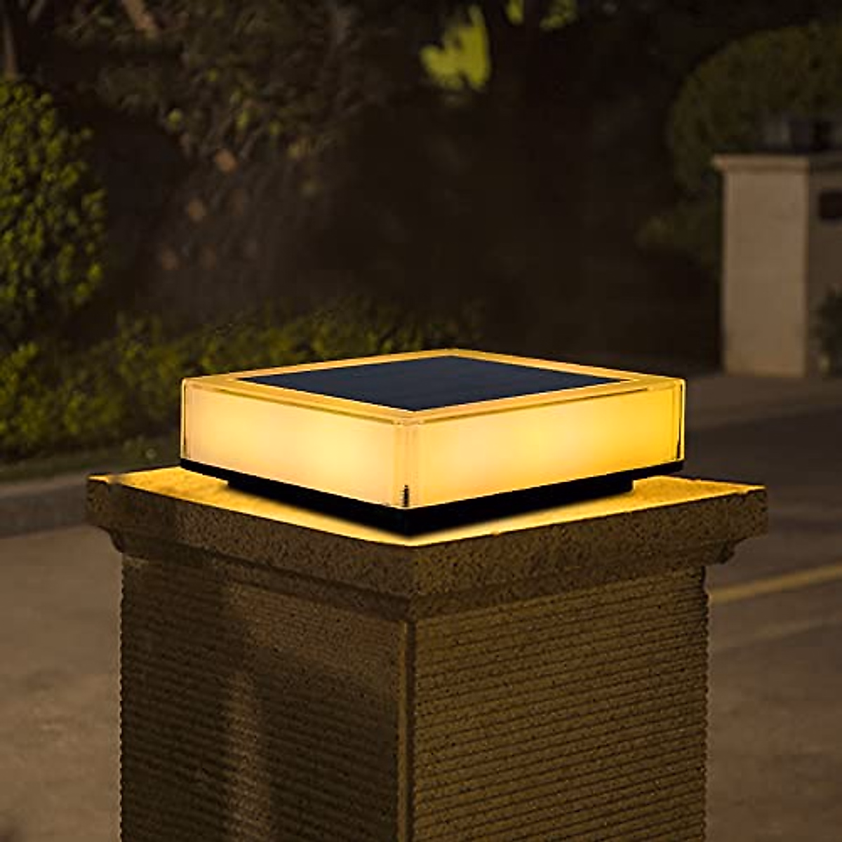 CZLZY Modern Simple Square LED Column Light Solar Pillar Lamp Outdoor Post Light Fixtures Waterproof IP65 Villa Courtyard Fence Decoration Landscape Light Street Light Deck Bollard Light