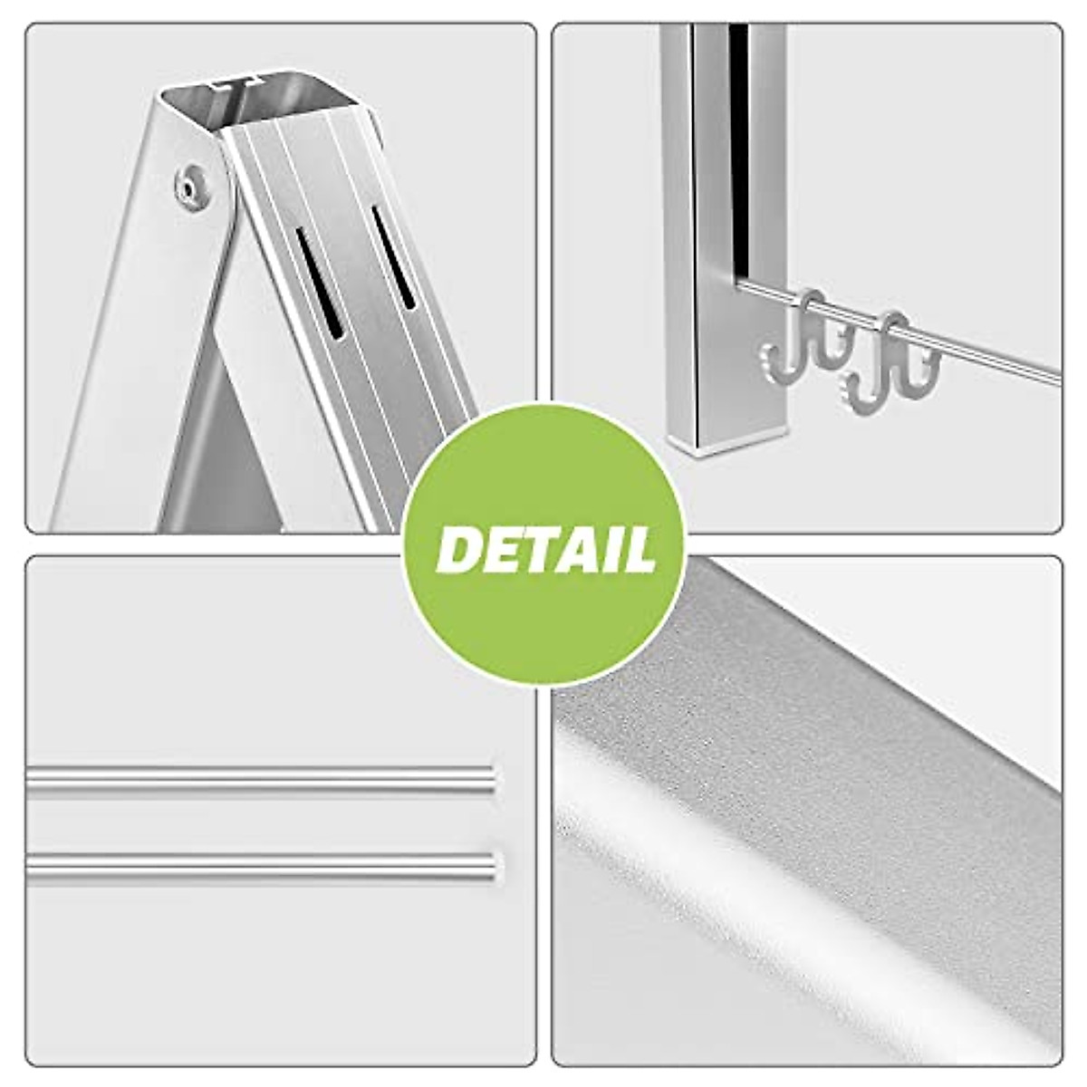 LIVEHITOP Wall Mounted Clothes Rack 2 Pcs, Folding Coat Hanger Dryer Hanging Rail Rod Wardrobe Hooks for Bathroom Balcony RV Indoor Outdoor (Silver, Rod)