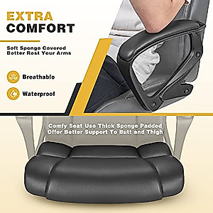 Furmax Mid Back Office Chair Computer Chair PU Leather Executive Desk Chair Swivel Chair with Padded Arms Back Support Weight Bearing