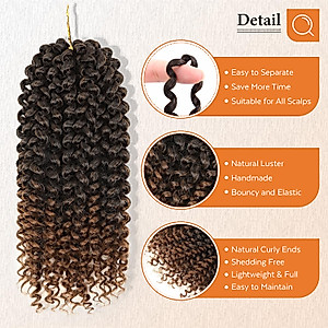 LADY MIRANDA Brown Color Afro kinky Curly Braiding Hair Extensions Jerry Curl Crochet Hair 3X Braid Hair Mixed Dark Brown to Light Brown Short Synthetic Hair Styles (Black&brown)