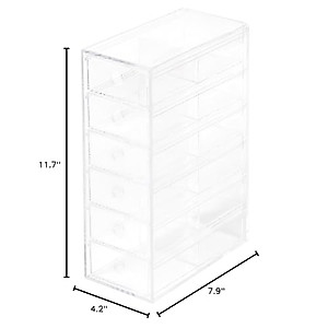 Richards Homewares Clearly Chic Slim Organizer, Large 6-Drawer, Clear