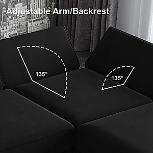 Belffin Modular Sectional Sofa with Ottomans Velvet Reversible Sleeper Chaise Bed Storage Seat Black