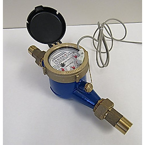 PRM 3/4 Inch NPT Multi Jet Water Meter with Pulse Output, Brass Body - Not for Potable Water