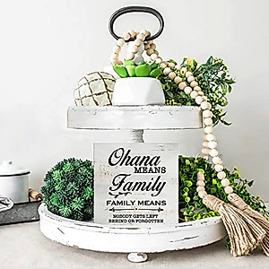 Rustic Family Wood Box Sign Funny Ohana Means Family Family Means Nobody Gets Left Behind or Forgotten Wooden Box Sign Home Desk Shelf Decor (5 X 5 Inch)