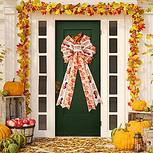 Fall Ribbon Wired 2 1/2 Inch x 30 Yards(6 Roll x 5 Yards), Thanksgiving Pumpkin Buffalo Plaid Ribbon with Wire for Wreaths Crafts Fall Decor