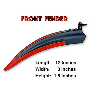 RNX Red Mountain Bike Mud Guard Front and Rear Fenders Set, Wide, Universal, Adjustable