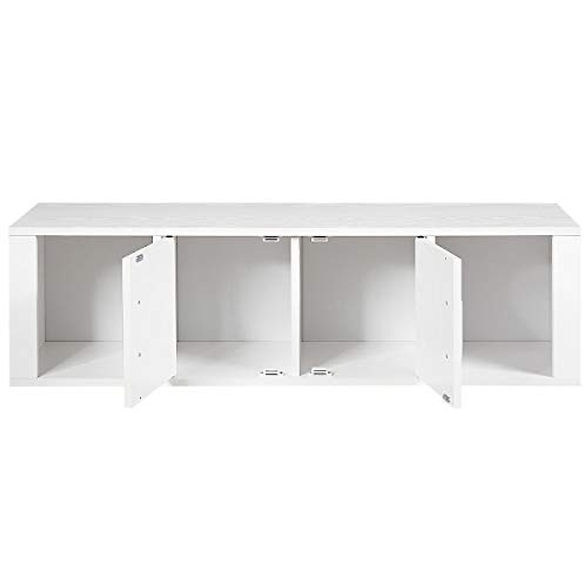Giantex Wall Mounted Storage Cabinet 2 Cube Floating Media Hanging Desk W/2 Doors and 2 Open Shelves, Home Office Furniture for Kitchen, Bathroom, Living Room Floating Console Hutch (White)