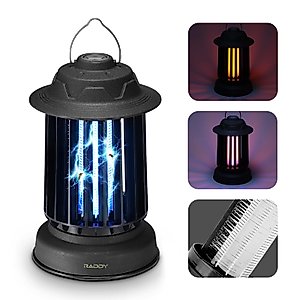 Raddy MZ-1 Outdoor Bug Zapper, Electric Mosquito & Fly Zapper, Mosquito Killer, with 24-Hour Auto Self-Cleaning Brush, 1200mAh Rechargeable Battery, Flame Light, for Patio, Camping, Garden, Farm