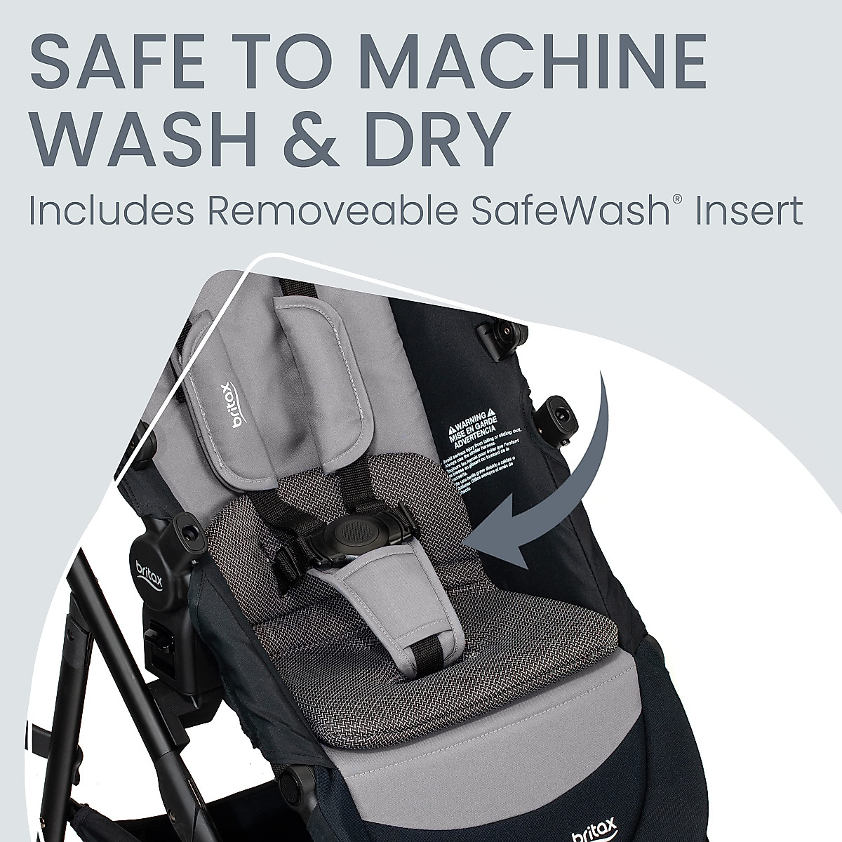 Britax Brook+ Modular Baby Stroller, Ultra-Lightweight Infant and Toddler Stroller with SafeWash Insert and 4 Ways to Stroll, Graphite Onyx