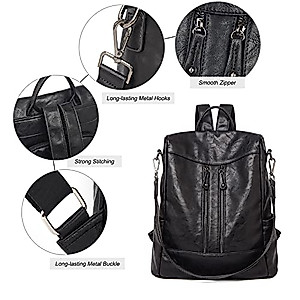 FOXLOVER Anti Theft Backpack Purse for Women Convertible Ladies Travel College Fashion Casual Shoulder Bag (Black)