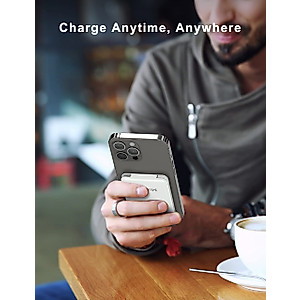 miisso 6000mah Card Size Built in Cables Power Bank, Built in USB C Cords Battery Pack Travel Charger Portable Charger for Phones, 4 Output Ultra Slim Battery Pack Compatible with iPhone, White