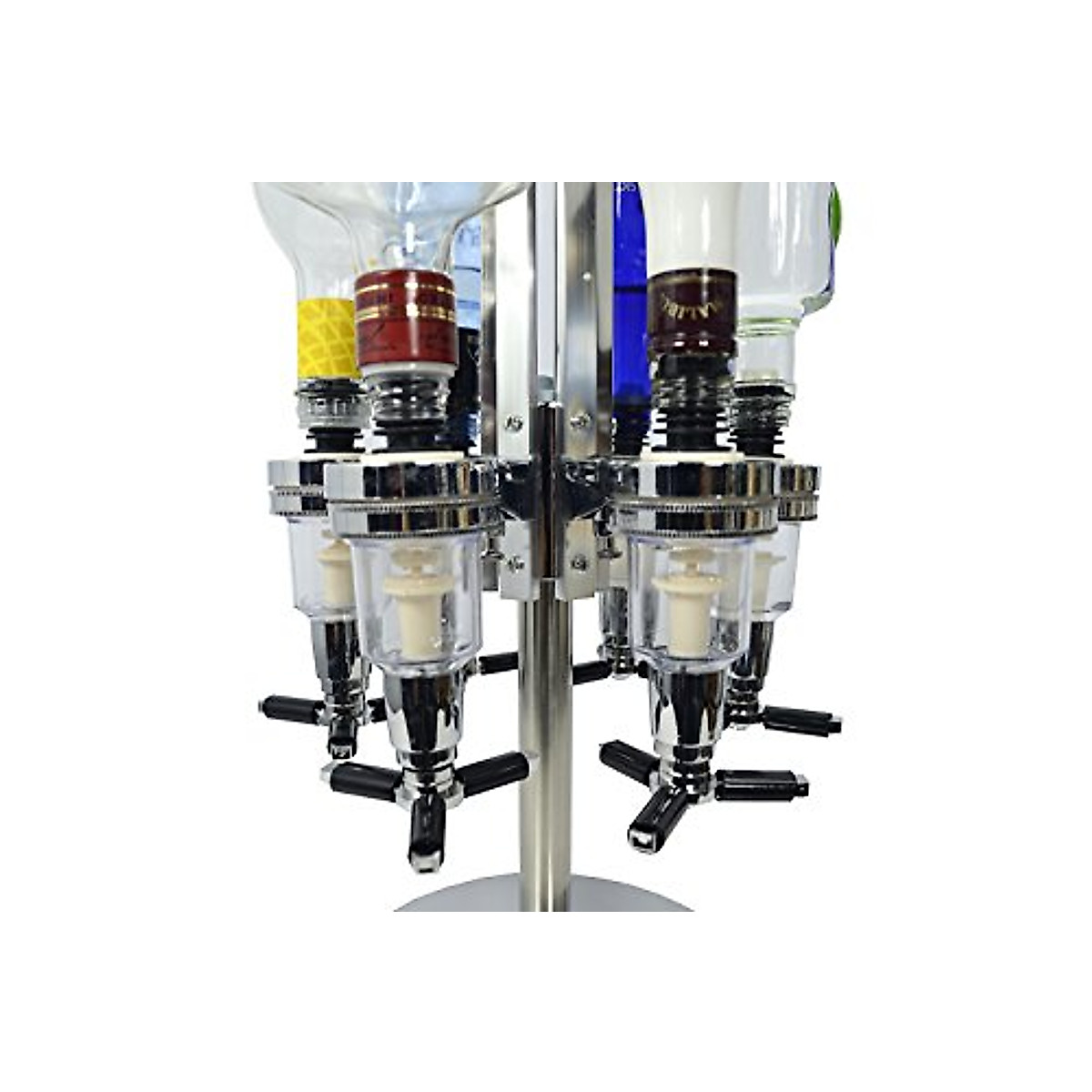 Revolving Alcohol Caddy - 6 Bottles - Liquor Holder Beverage Cocktail Shot Dispenser