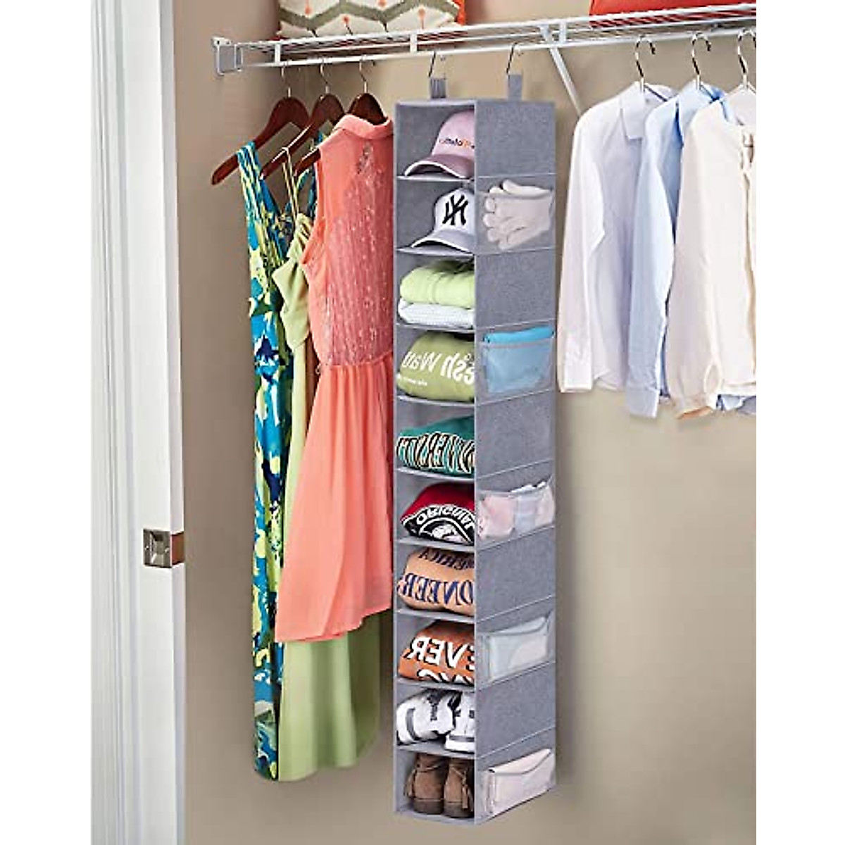 MISSLO 8-Shelf Hanging Shoe Organizer and 10-Shelf Hanging Storage Shelves for Clothes Closet Organizers