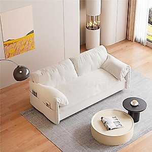 63.8" Modern Convertible Sleeper Sofa Bed with Wide Comfy Armrest and Backrest , Soft Velvet Upholstered Loveseat Pull-Out Couch w/ Side Pockets , RV Furniture Chaise Lounge Sofabed for Living Room