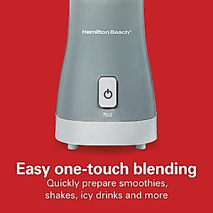 Deahun Hamilton Beach Single Serve Personal Smoothie Blender with 14 oz. Travel Cup and Lid, Grey, Model 51128