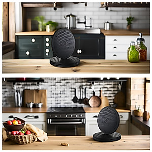 Pack of 3, 12 Inch Lazy Susan Turntable Organizer, Non Skid Heavy Duty Rotating Swivel Steel Ball Bearings, Holds up to 80 lbs, Black Plastic Turn Table - Used for Cabinets, Monitor, TV, etc