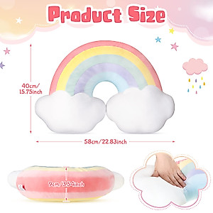 Queekay 2 Pcs 21 Inch Rainbow Shaped Pillow Home Decorative Cloud Pillow Lovely Stuffed Kid Pillow Soft Throw Pillows for Girls and Boys Friends Gifts Bedroom Resting Room Decorations (Red)