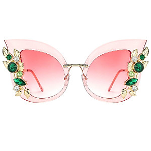Slocyclub Halloween Glasses Jeweled Sunglasses, Funky Butterfly Shaped Sunglasses, Oversized Rhinestone Sunglasses for Women, Unique Sunglasses with UV400 Protection, Colorful Fun Sunglasses