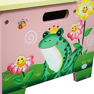 Fantasy Fields Magic Garden Kids Toy Box with Bench Seat, Toy Storage Chest for Kids, Pink