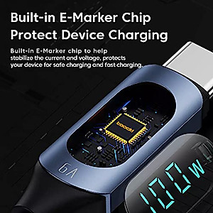 5A Type C to Type-C Cable Super Turbo Charging PD 100W Digital LED C to C Nylon Braided for Samsung High Stable Current Save PVC USB-C Charger Fast-Speed Data Sync Smart Chip 2Meter Length (2M-Blue)
